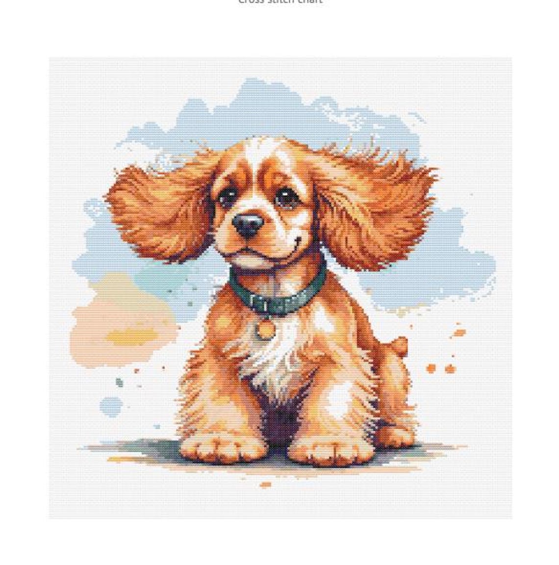 Cocker Spaniel Watercolor Cross Stitch Pattern Design Size: 200 X 200 ...