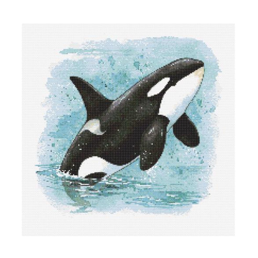 Orca Watercolor Cross Stitch Pattern - Design Size: 200 X 200 Stitches ...