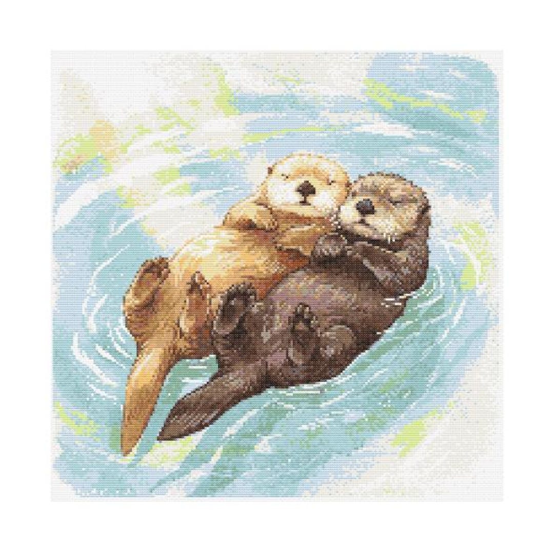 Otter Watercolor Cross Stitch Pattern - Design Size: 200 X 200 Stitches ...