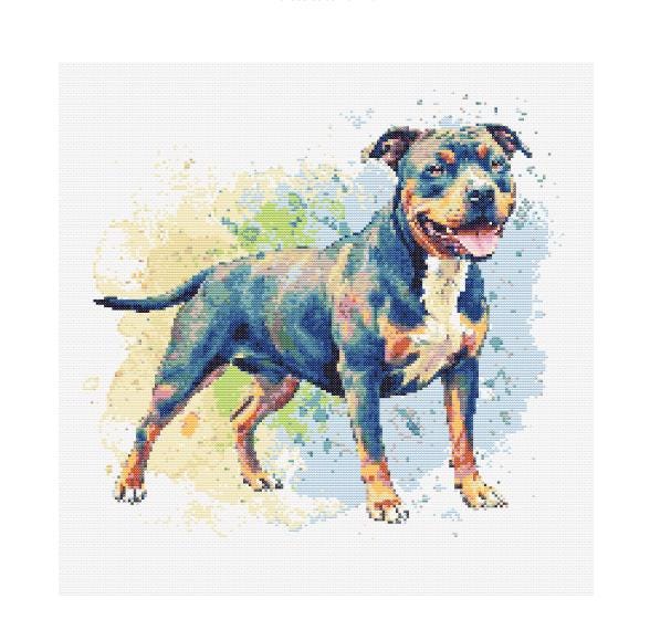 Pit Bull Watercolor Cross Stitch Pattern - Design Size: 200 X 200 ...