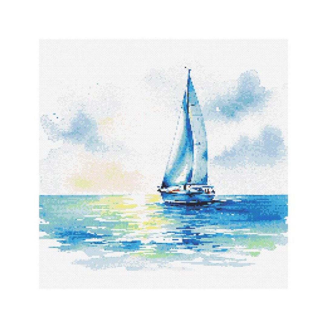 Sailboat Watercolor Cross Stitch Pattern - 200 X 200 Stitches - Etsy