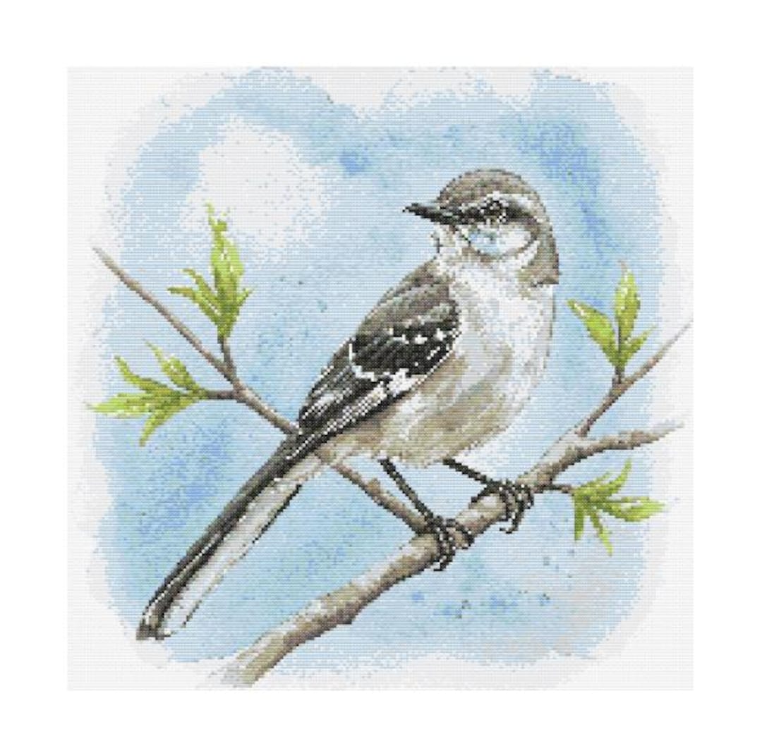 Mockingbird Watercolor Cross Stitch Pattern - Design Size: 200 X 200 ...