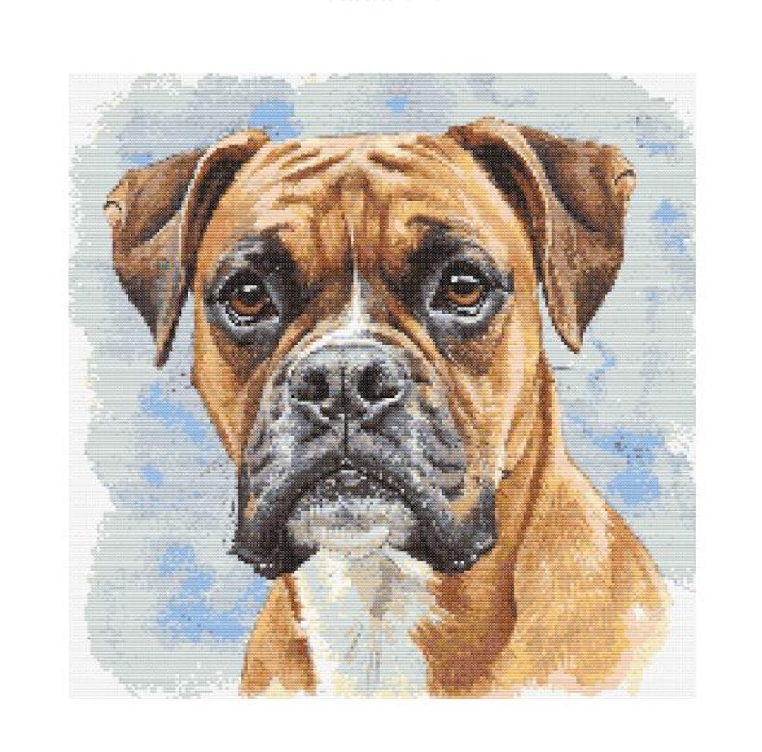Boxer Watercolor Cross Stitch Pattern - Design Size: 200 X 200 Stitches ...