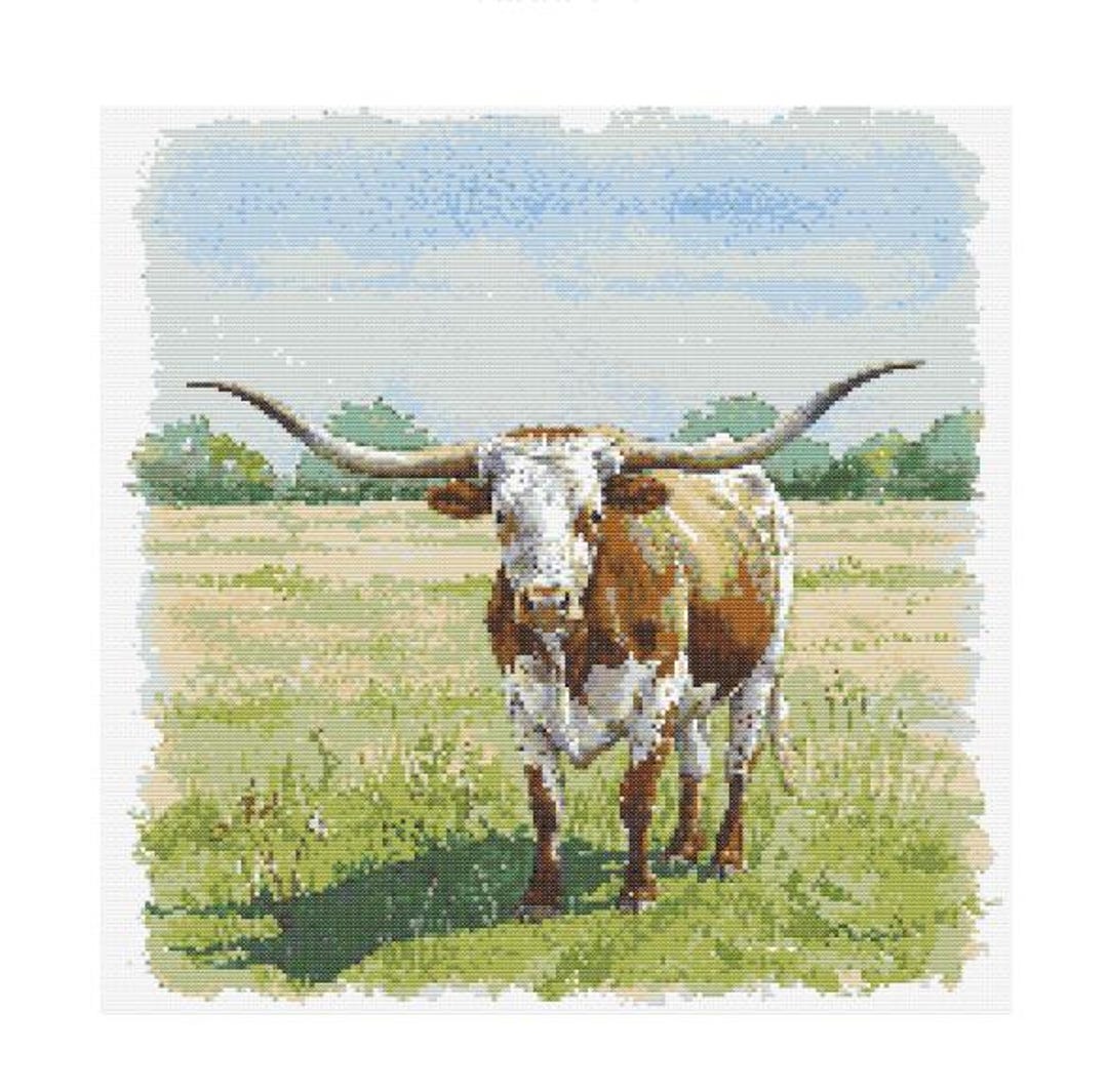 Longhorn Watercolor Cross Stitch Pattern - Design Size: 200 X 200 ...
