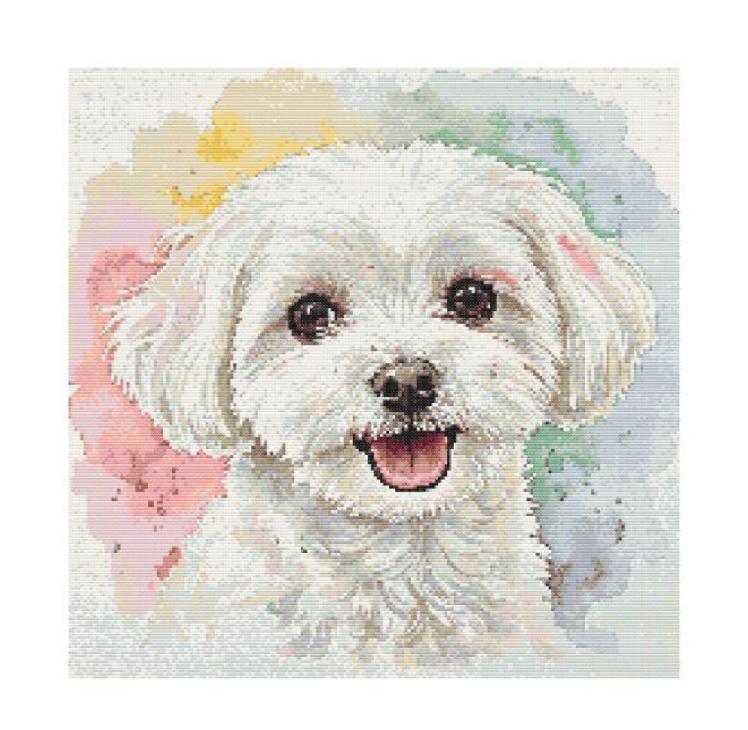 Maltipoo Watercolor Cross Stitch Pattern - Design Size: 200 X 200 ...