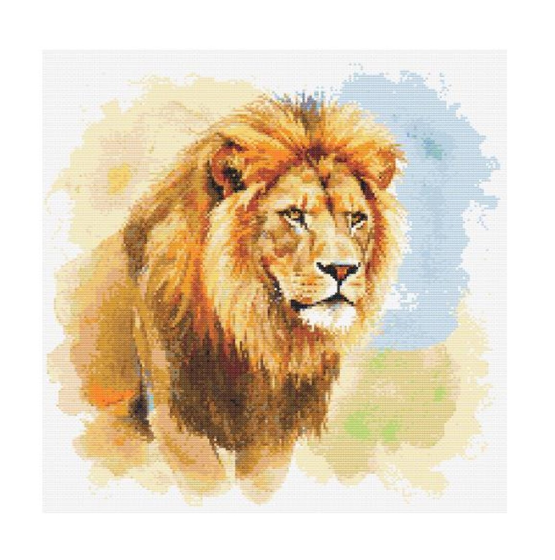Lion Watercolor Cross Stitch Pattern - Design Size: 200 X 200 Stitches ...