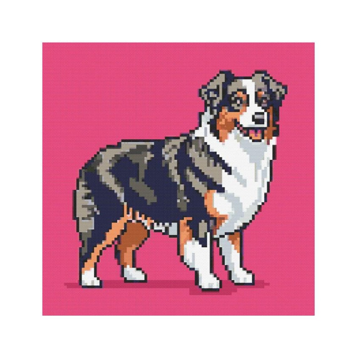 Australian Shepherd 8-bit Cross Stitch Pattern - Design Size: 200 X 200 ...