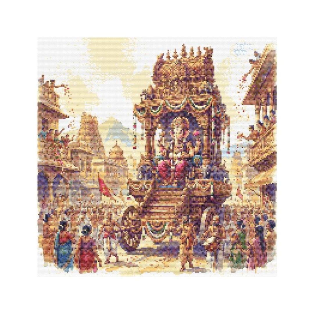 Hindu Ganesh Cross Stitch Pattern - Design Size: 200 X 200 Stitches ...