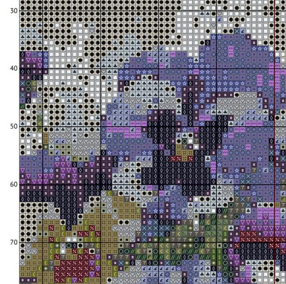 Violets in Vase Watercolor Cross Stitch Pattern - Design Size: 200 X ...