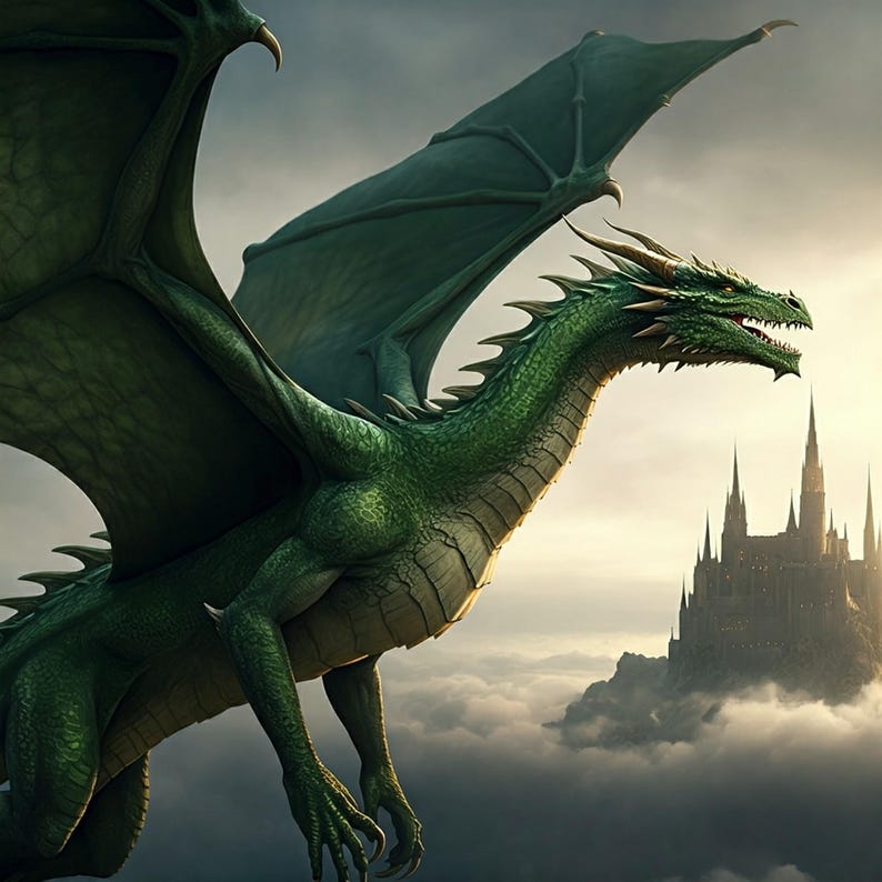 Flight of the Green Dragon Cross Stitch Pattern - Design Size 200 X 200 ...