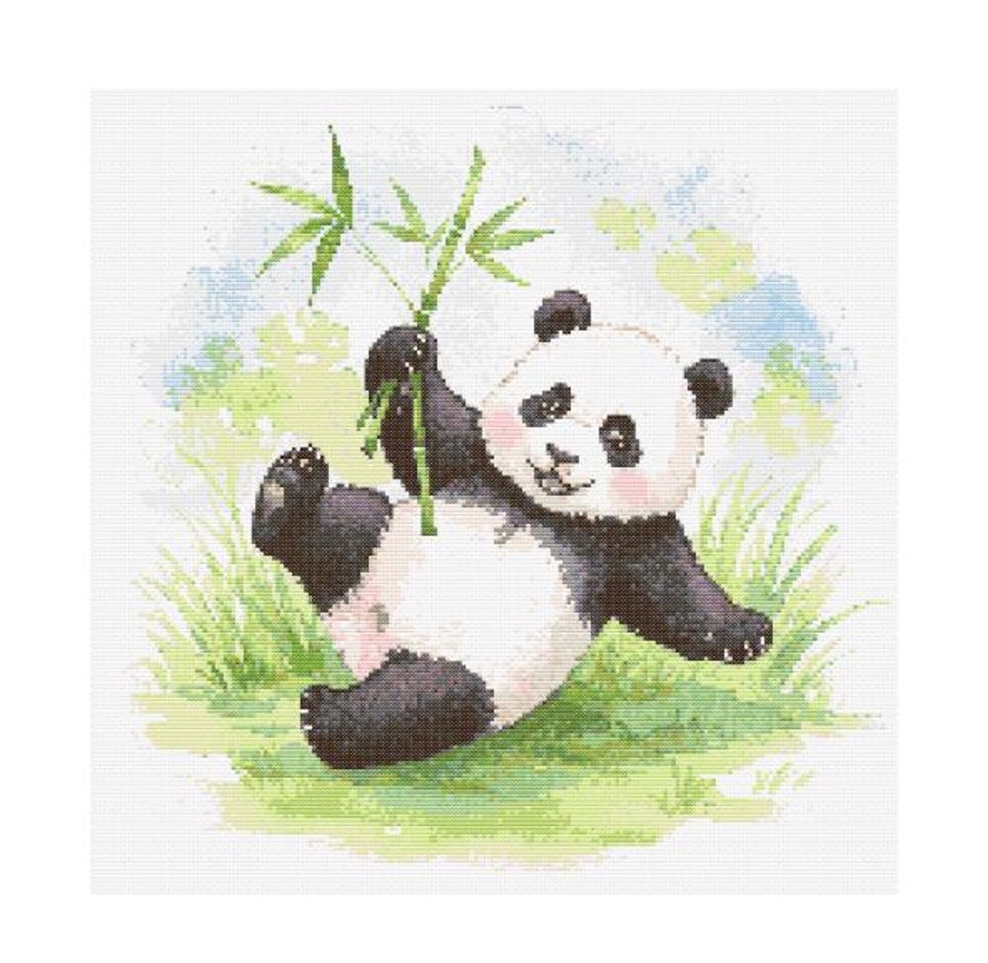Panda Bear Watercolor Cross Stitch Pattern - Design Size: 200 X 200 ...