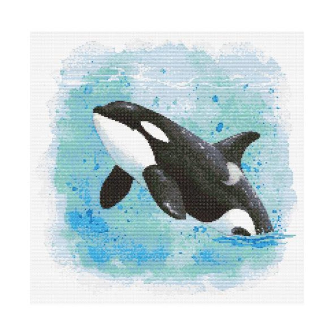 Orca Watercolor Cross Stitch Pattern - Design Size: 200 X 200 Stitches ...