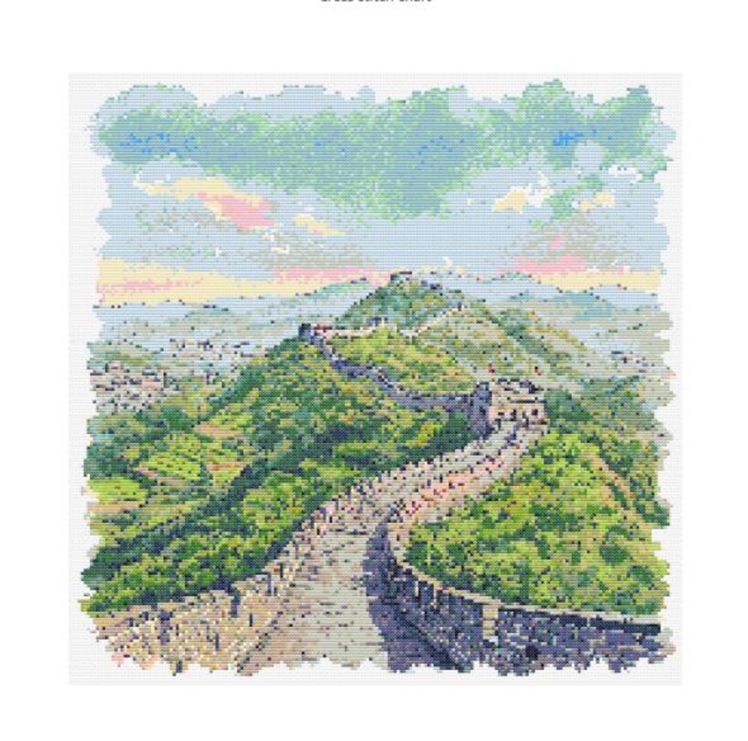 Wall of China Cross Stitch Pattern – Beginner Travel Cityscape (PDF ...