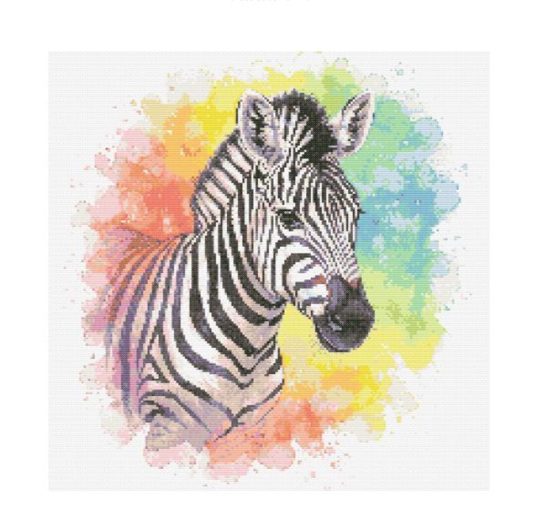 Zebra Watercolor Cross Stitch Pattern - Design Size: 200 X 200 Stitches ...
