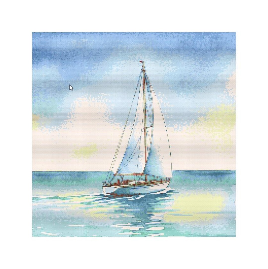 Sailboat Watercolor Cross Stitch Pattern - 200 X 200 Stitches - Etsy