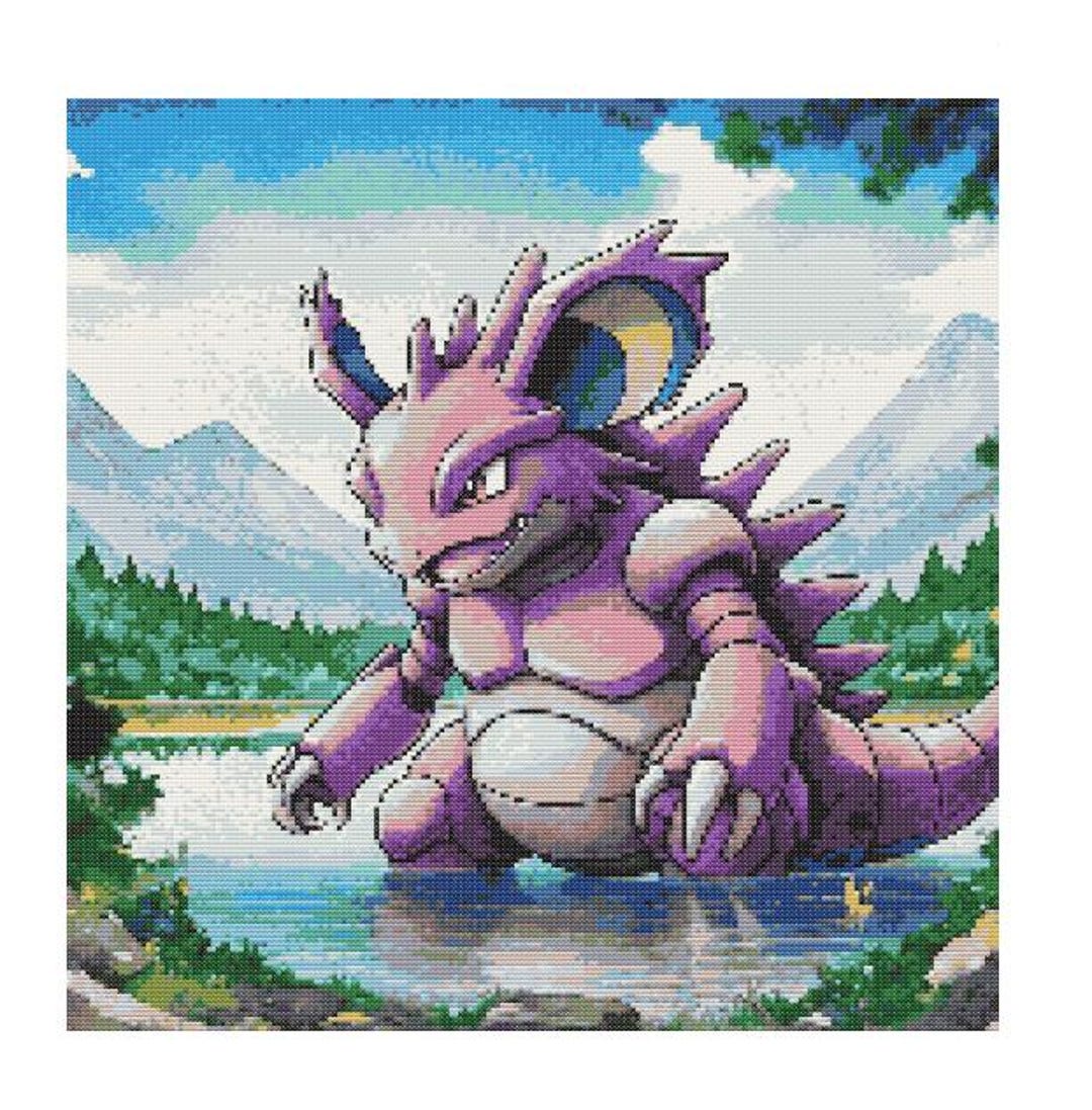 Nidoking Pokemon Watercolor Stitch Pattern - Design Size: 200 X 200 ...