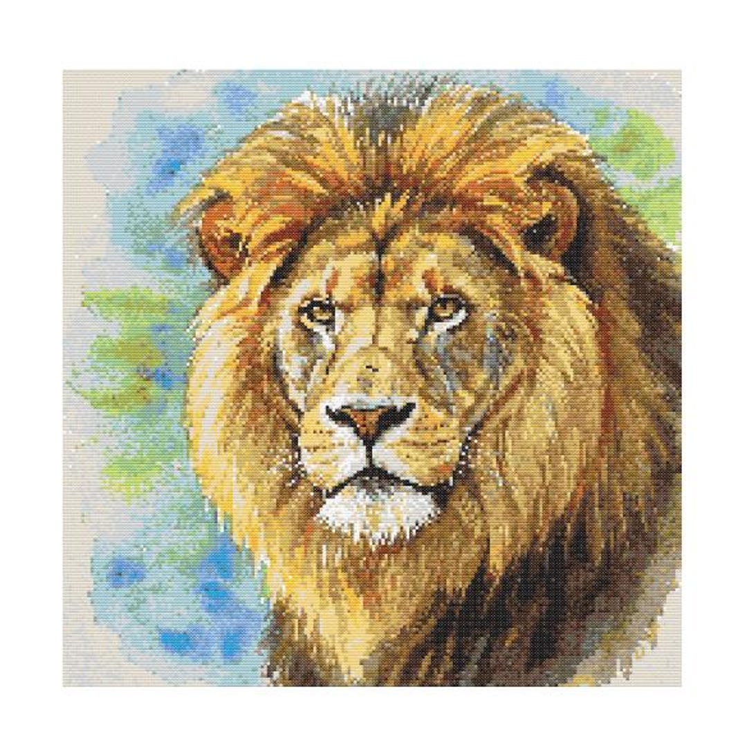 Lion Watercolor Cross Stitch Pattern - Design Size: 200 X 200 Stitches ...
