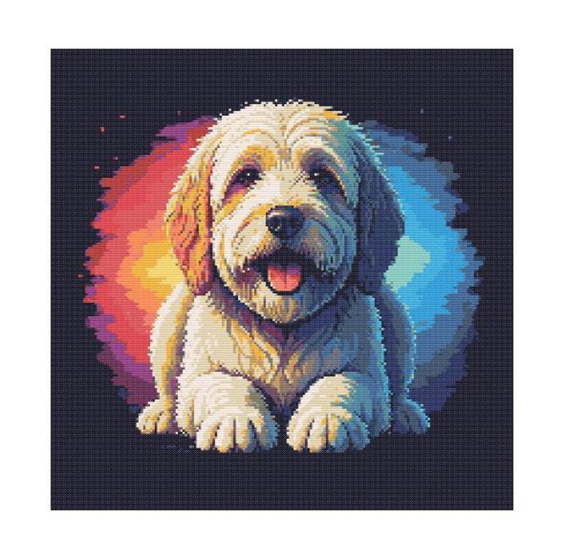 Labradoodle in Rainbow Cross Stitch Pattern - Design Size: 200 X 200 ...