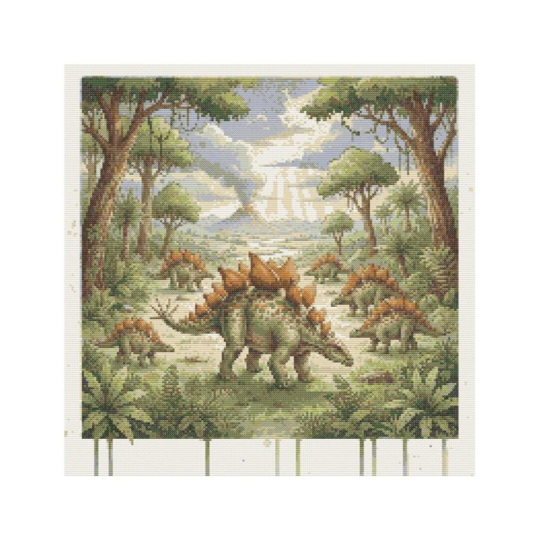 Stegosaurus Dinosaur Cross Stitch Pattern - Design Size: 200 X 200 ...