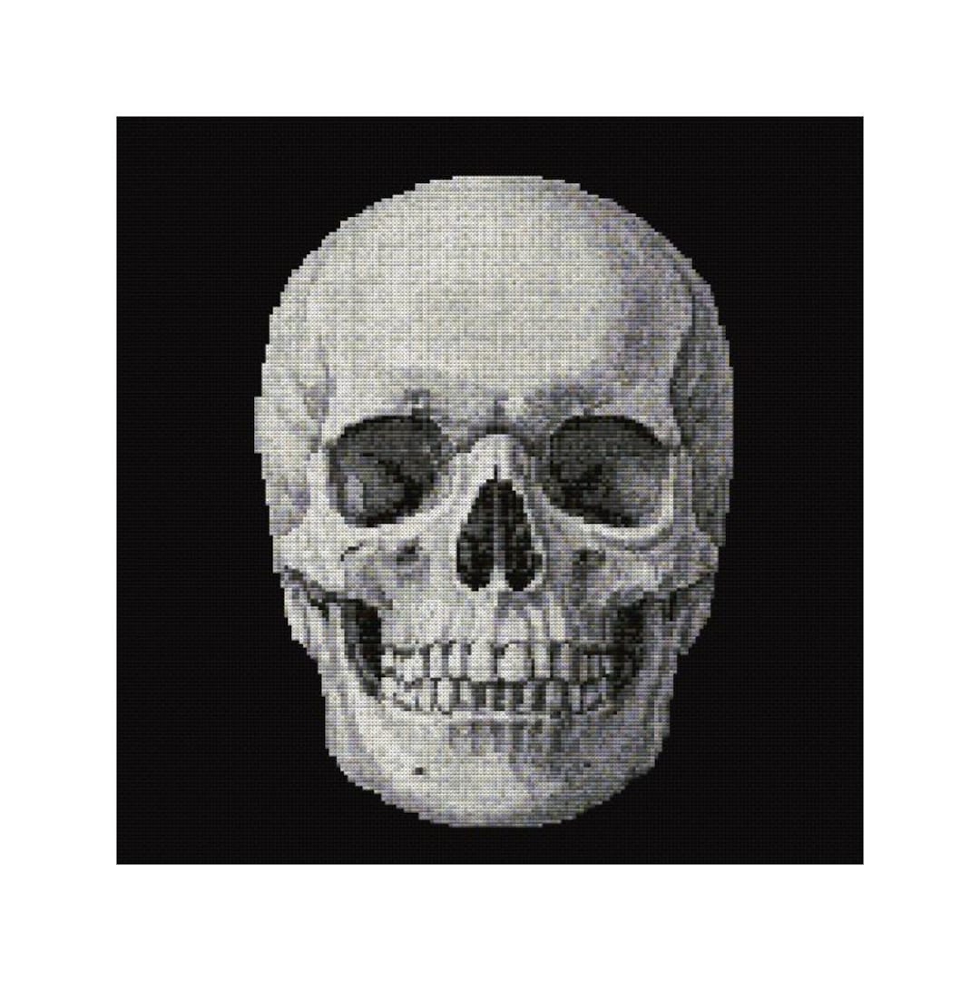 Human Skull Halloween Cross Stitch Pattern - Design Size: 200 X 200 ...