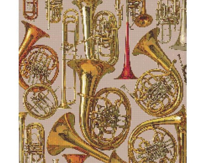 Vintage Cross Stitch Patterns Mini Musical Instruments Motifs PDF ...