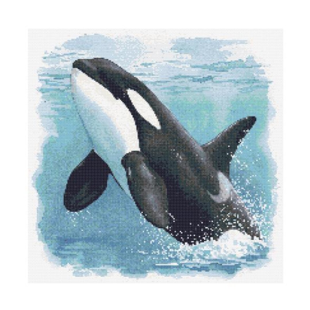 Orca Watercolor Cross Stitch Pattern - Design Size: 200 X 200 Stitches ...