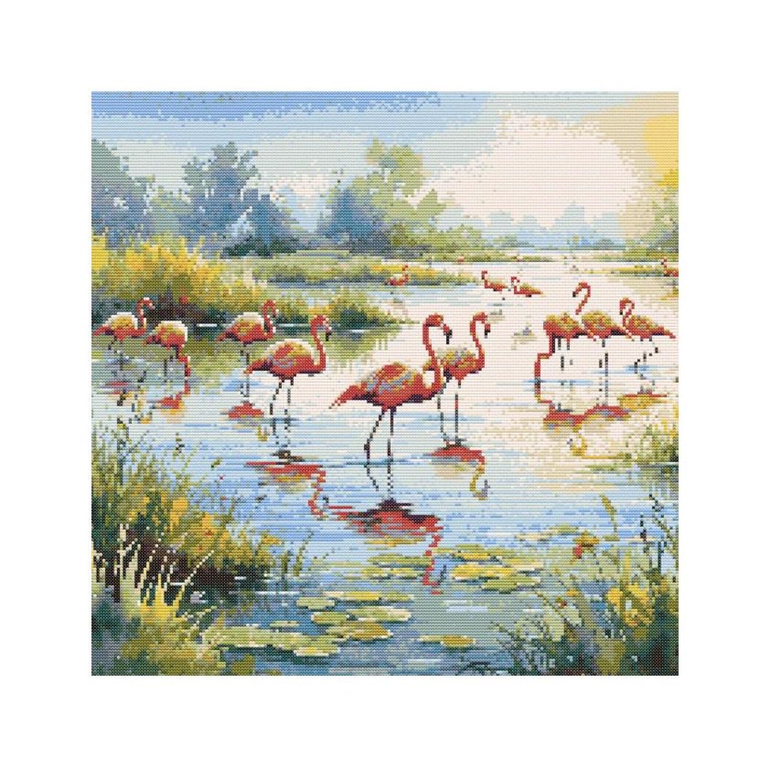 Flamingo Watercolor Cross Stitch Pattern - Design Size: 200 X 200 ...