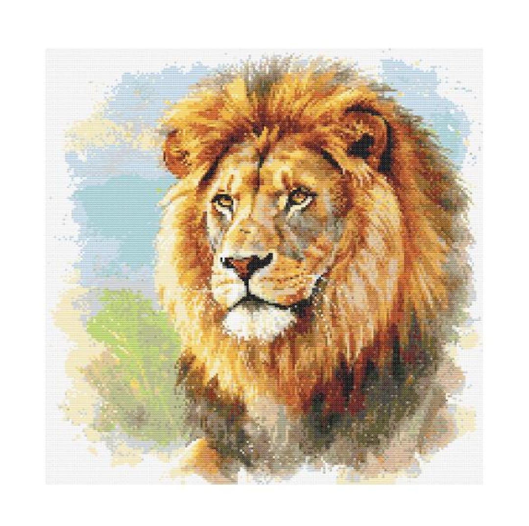 Lion Watercolor Cross Stitch Pattern - Design Size: 200 X 200 Stitches ...