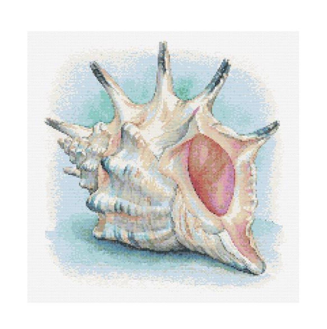 Seashell Watercolor Cross Stitch Pattern Design Size: 200 X 200 ...