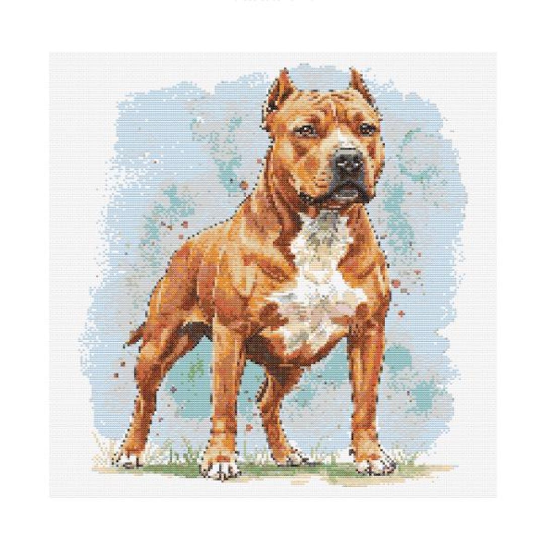 Pit Bull Watercolor Cross Stitch Pattern - Design Size: 200 X 200 ...