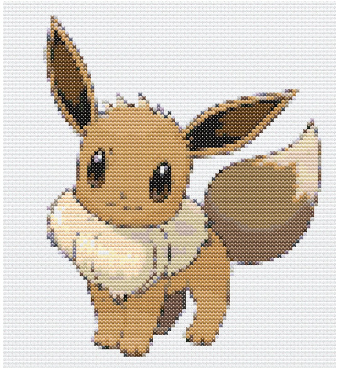 Eevee pokémon Cross Stitch Pattern Design Size: 91 X 100 Stitches - Etsy