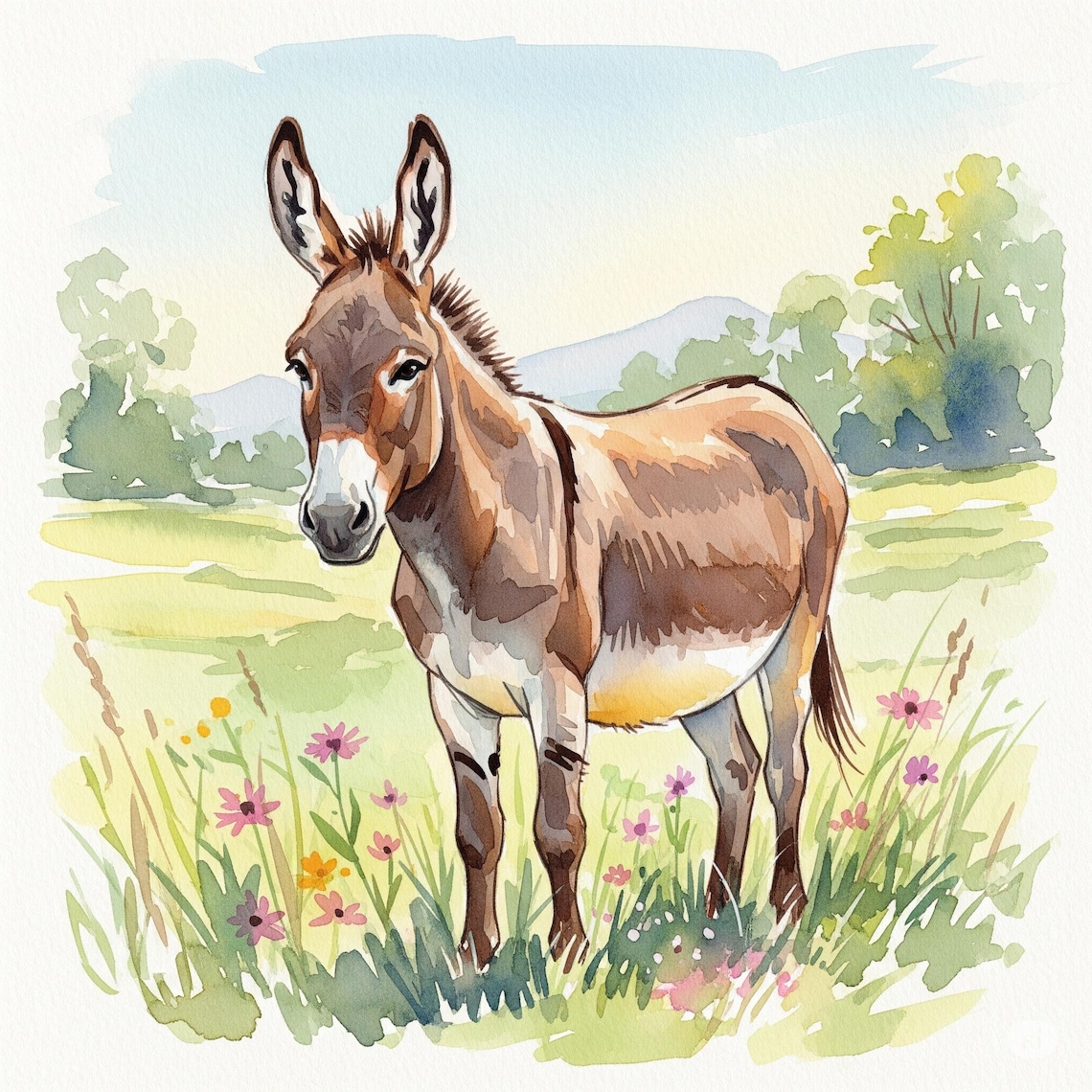 Donkey Watercolor Cross Stitch Pattern - Design Size: 200 X 200 ...