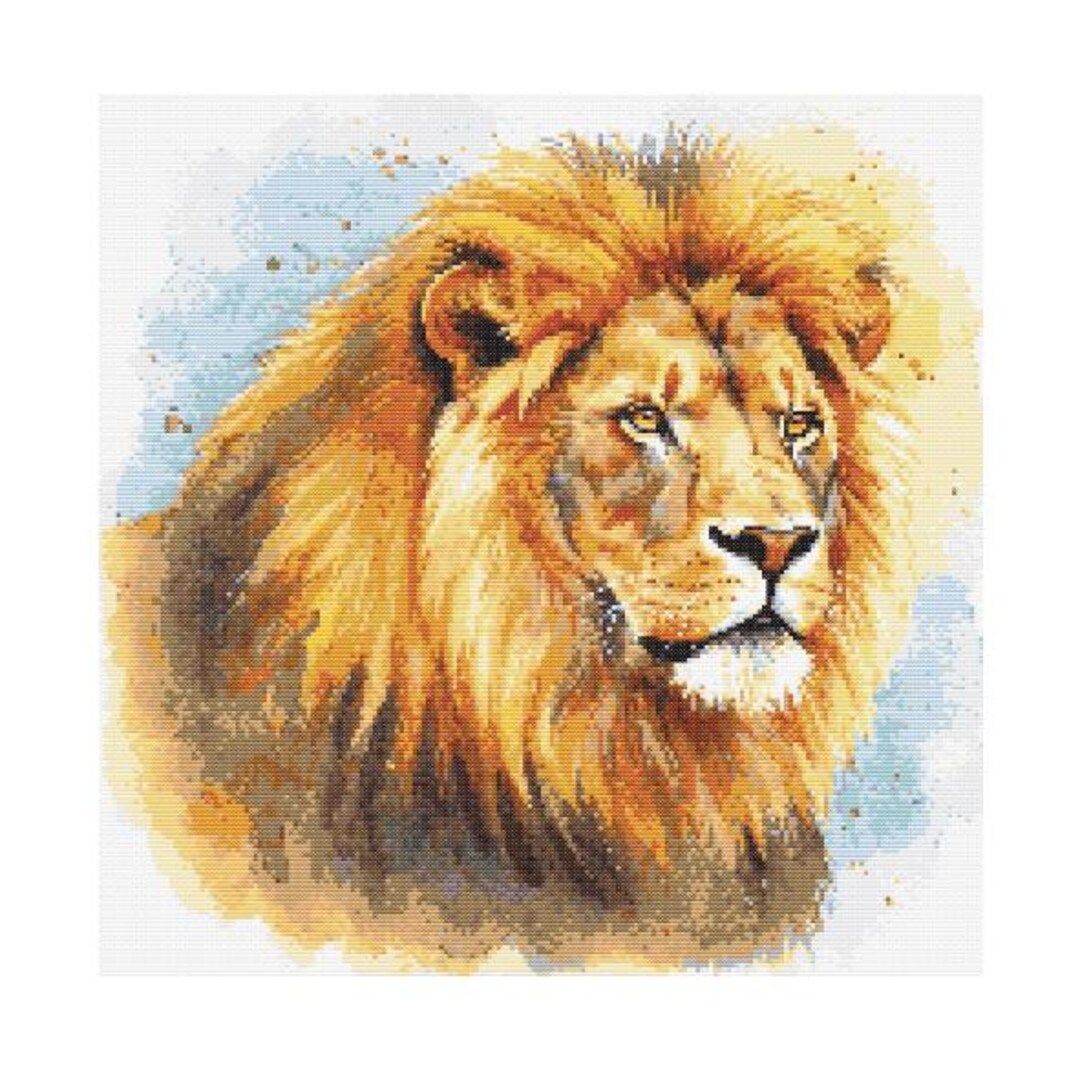 Lion Watercolor Cross Stitch Pattern - Design Size: 200 X 200 Stitches ...