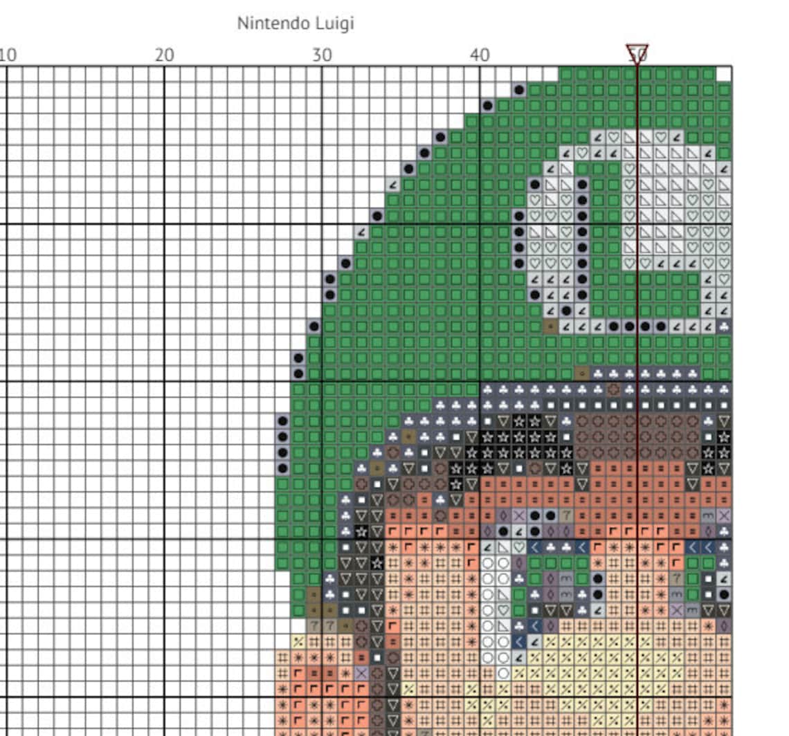 Luigi Cross Stitch Pattern Design Size: 100 X 172 Stitches - Etsy