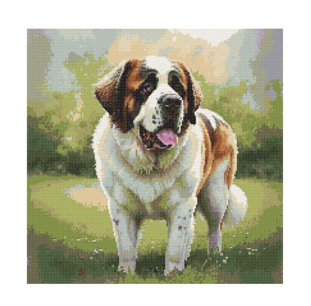 Saint Bernard Watercolor Cross Stitch Pattern - Design Size: 200 X 200 ...