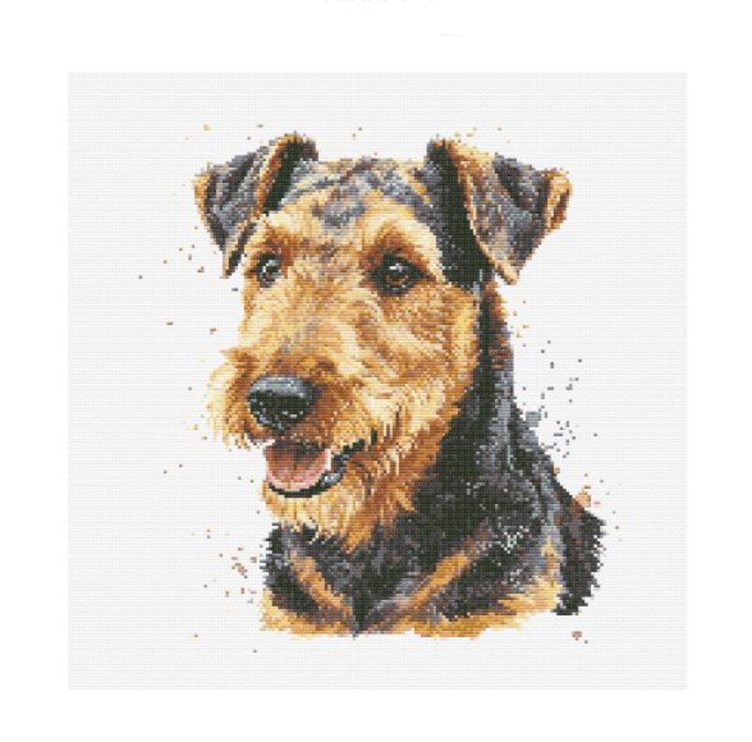 Airedale Watercolor Cross Stitch Pattern - Design Size: 200 X 200 ...