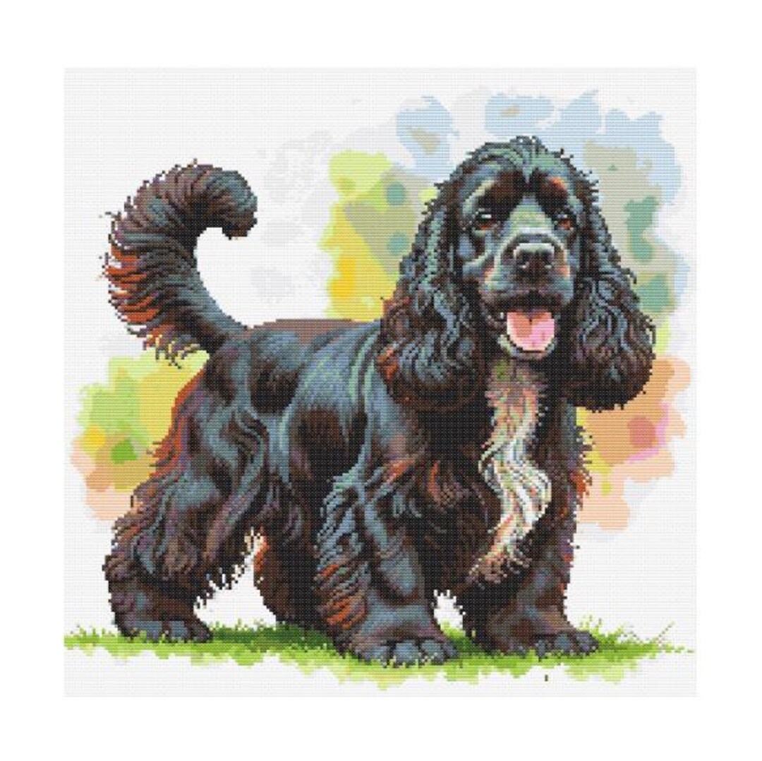 Cocker Spaniel Watercolor Cross Stitch Pattern Design Size: 200 X 200 ...