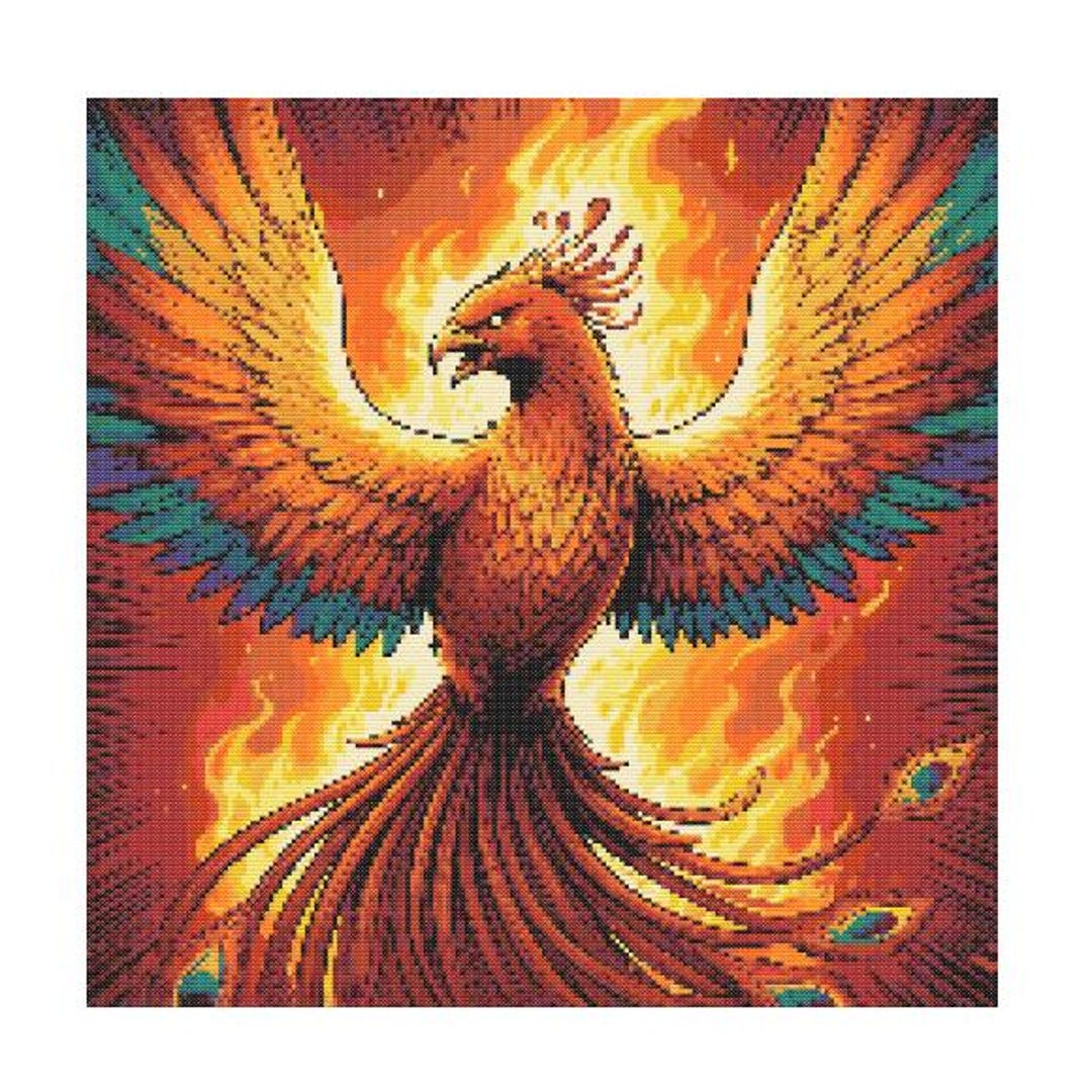 Phoenix Rising Watercolor Cross Stitch Pattern - Design Size 200 X 200 ...