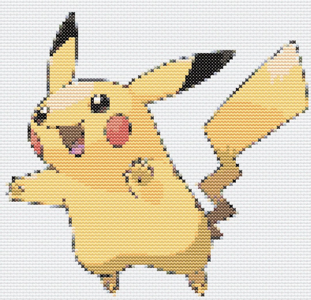Pikachu pokémon Cross Stitch Pattern Design Size: 100 X 105 Stitches - Etsy