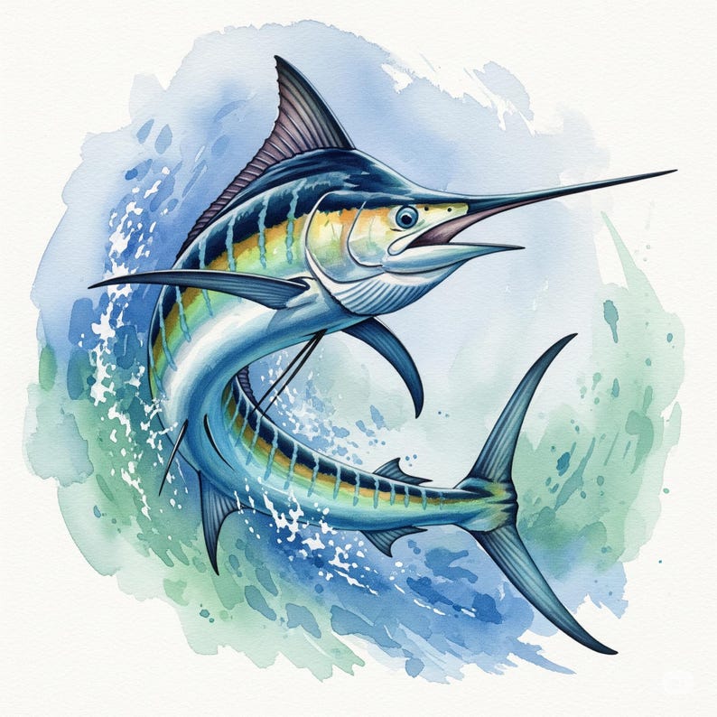 Marlin Watercolor Cross Stitch Pattern - Design Size: 200 X 200 ...