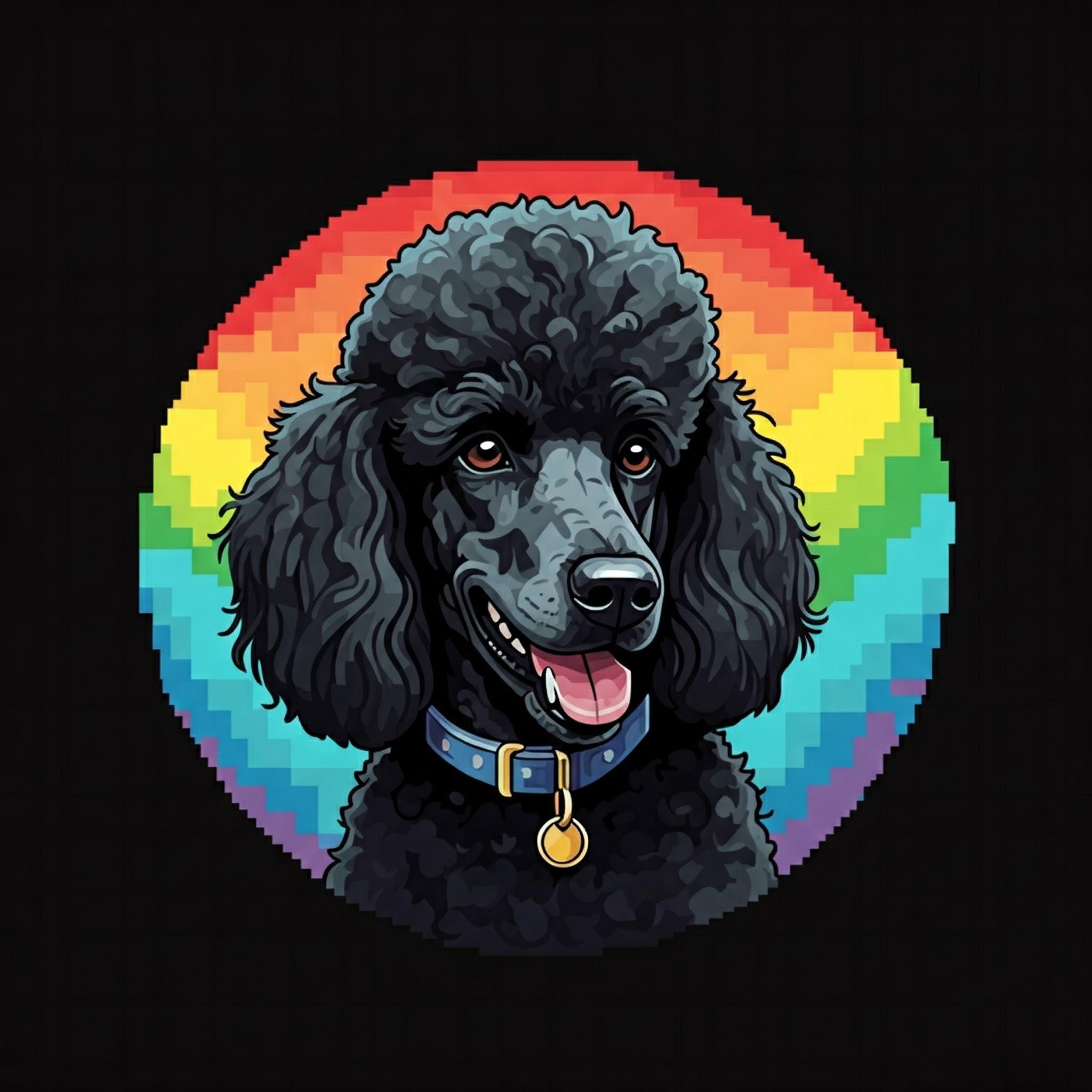 Black Poodle With Rainbow Cross Stitch Pattern - Design Size: 150 X 150 ...