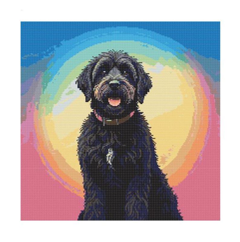 Black Labradoodle in Rainbow Cross Stitch Pattern - Design Size: 200 X ...