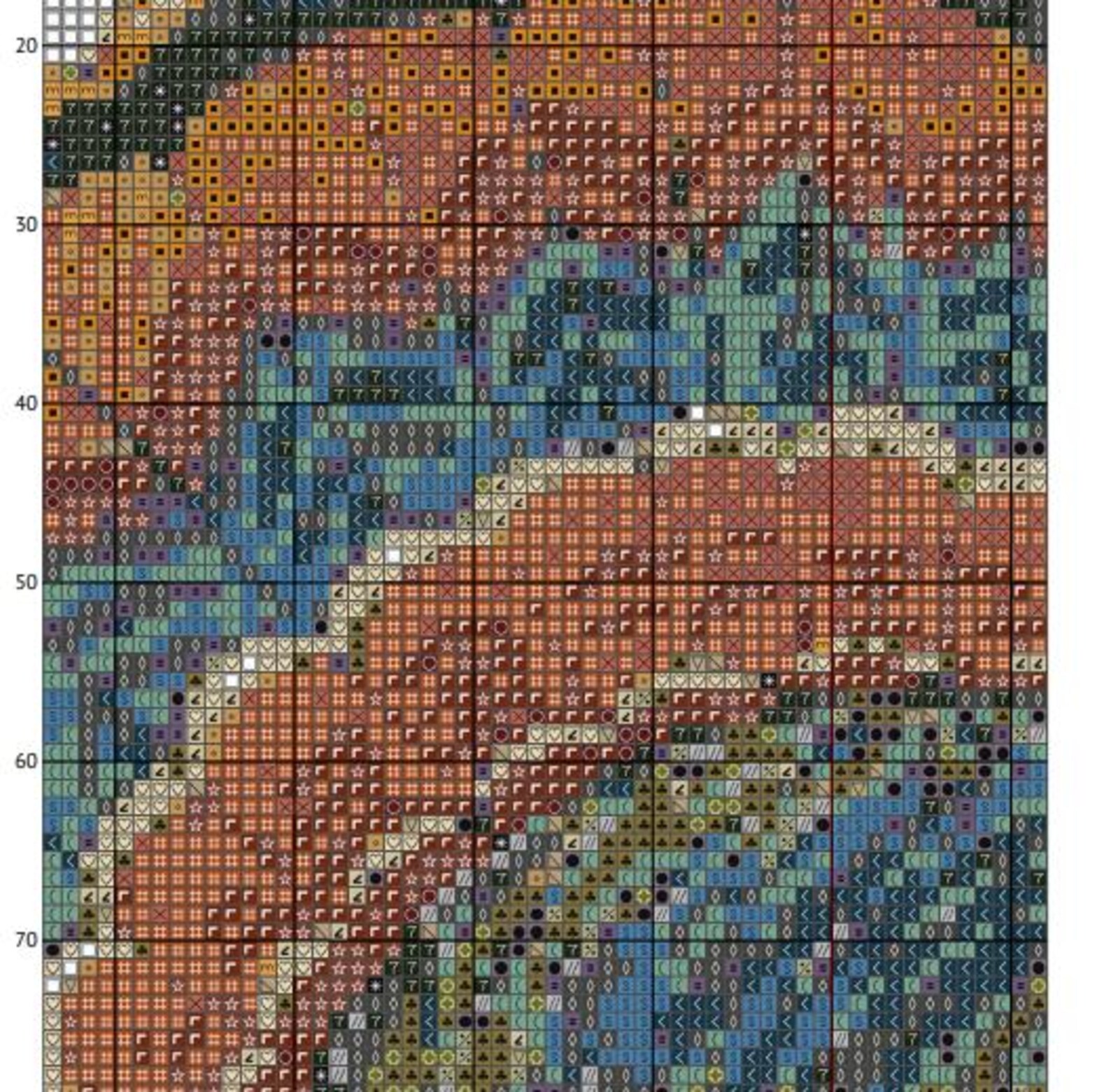 Folk Art Turkey Cross Stitch Pattern - Design Size: 200 X 200 Stitches ...