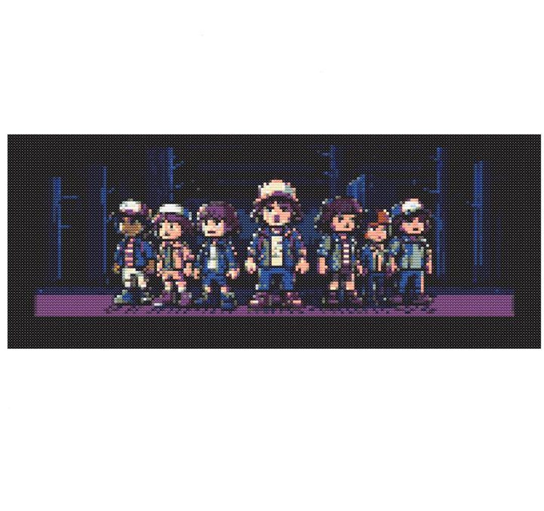 Netflix Stranger Things Kids Cross Stitch Pattern 200 X 80 Stitches - Etsy