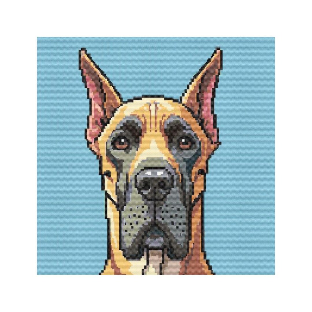 8-bit Great Dane Cross Stitch Pattern – Easy Dog Embroidery (PDF ...