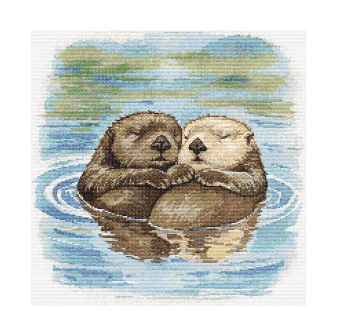 Otter Watercolor Cross Stitch Pattern - Design Size: 200 X 200 Stitches ...