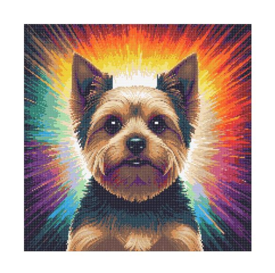 Yorkie Rainbow Yorkshire Terrier Cross Stitch Pattern - Design Size ...