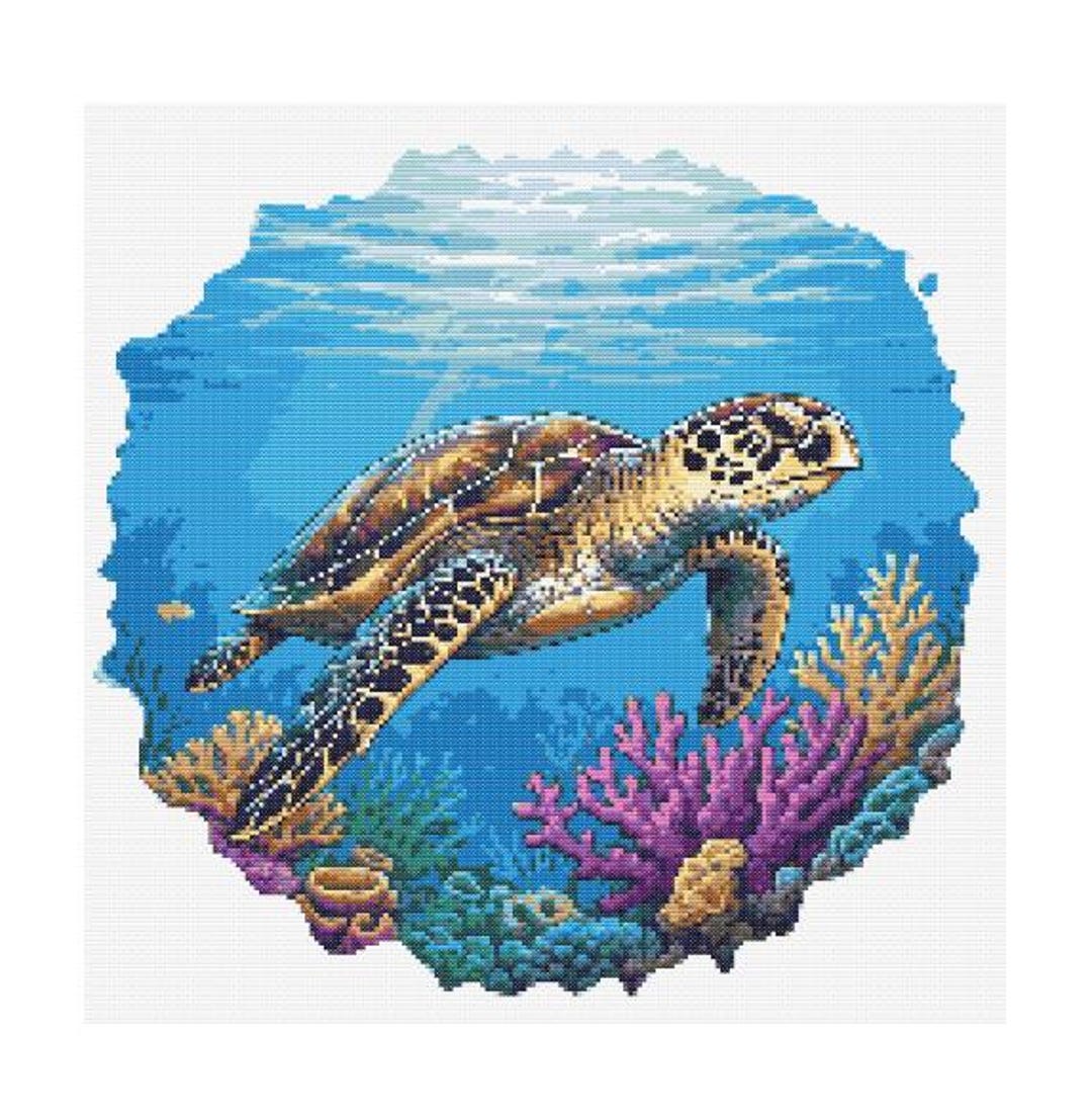 Sea Turtles Cross Stitch Pattern - Design Size: 200 X 200 Stitches - Etsy