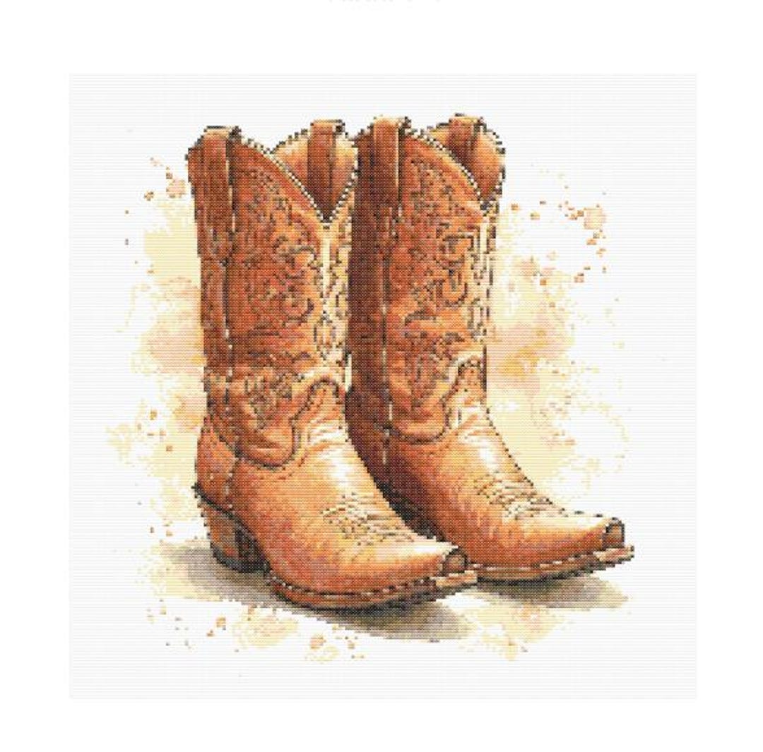 Cowboy Boots Cross Stitch Pattern - Design Size: 200 X 200 Stitches - Etsy