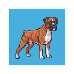 Boxer Dog 8-bit Cross Stitch Pattern - Design Size: 200 X 200 Stitches ...